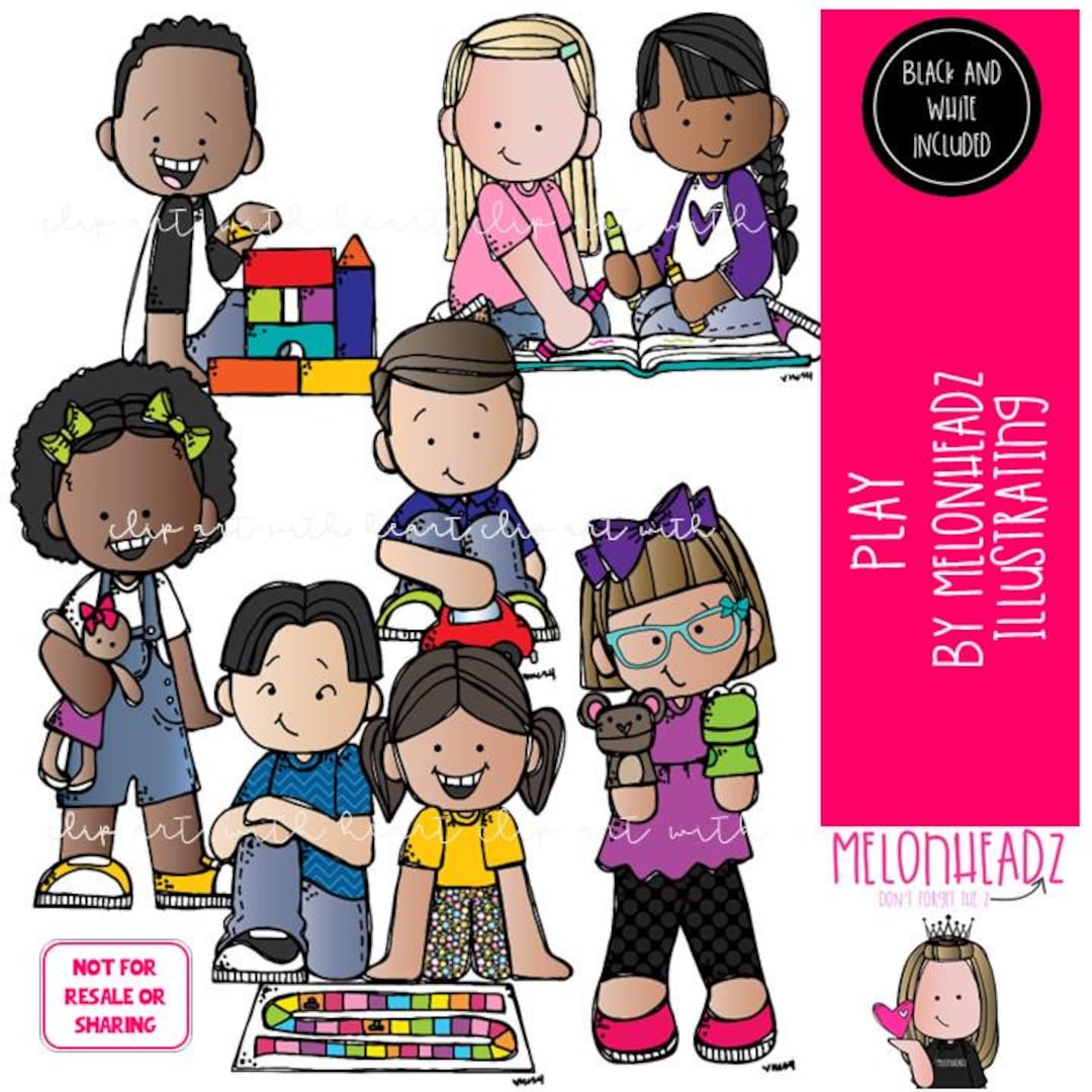 Play Clip Art, Kids Playing Clip Art, Mutiracial Clip Art Digi Stamps ...