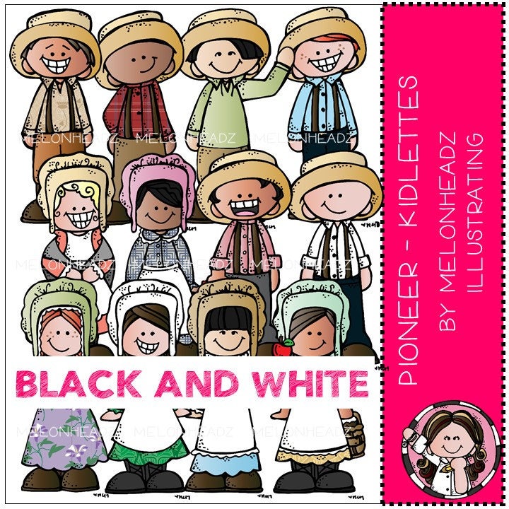 Pioneer Clip Art Kidlettes BLACK AND WHITE - Etsy