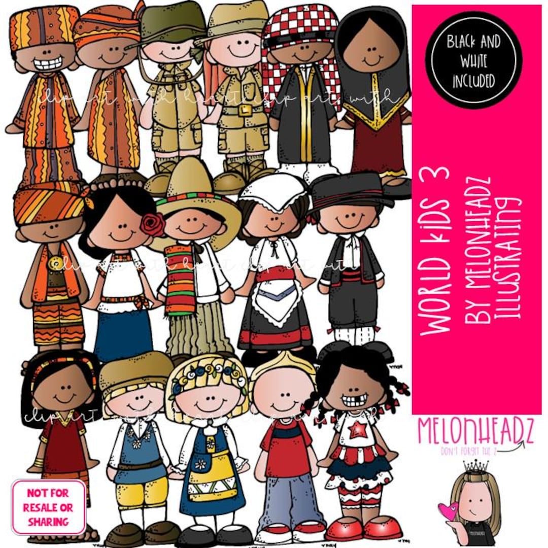 World Kids Clip Art Part 3, Around the World Clip Art COMBO PACK - Etsy