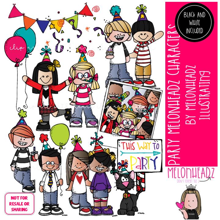 Party Clip Art, Melonheadz Characters, Birthday COMBO PACK - Etsy