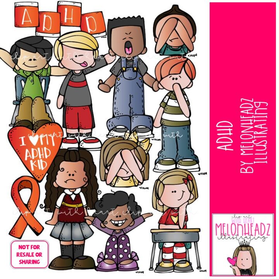 ADHD Clip Art, Attention Deficit Disorder Clip Art COLORED Version - Etsy