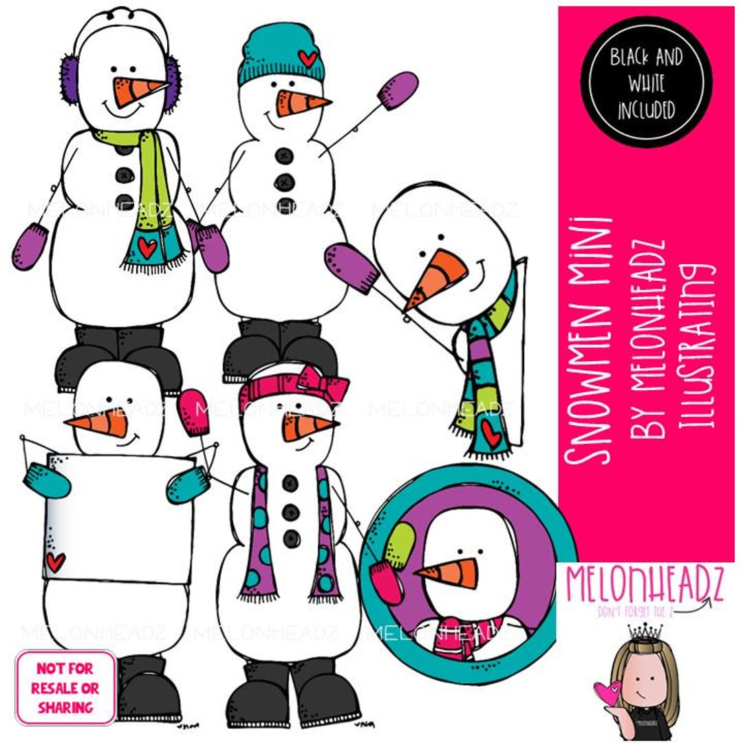 Snowmen Clip Art, Winter Clip Art Mini - Etsy