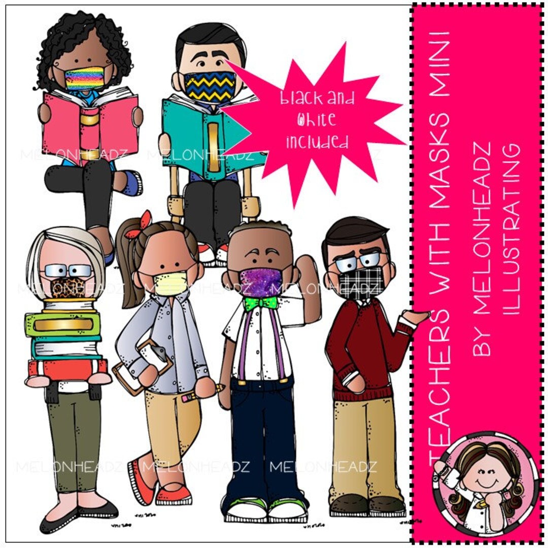 Teachers Clip Art - With Masks - Mini - Etsy