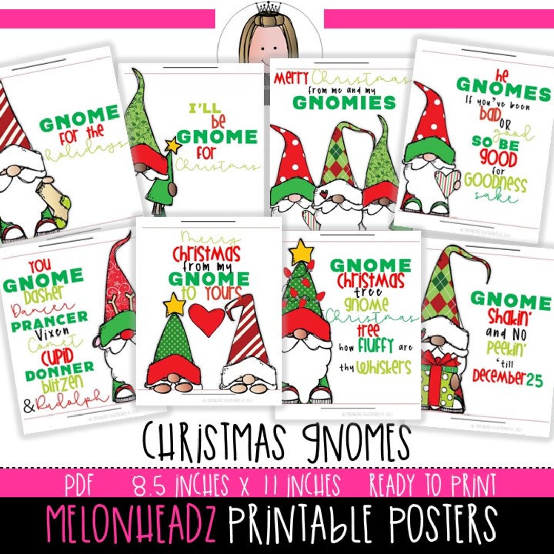 Christmas Gnomes Printable Posters - by Melonheadz - Etsy