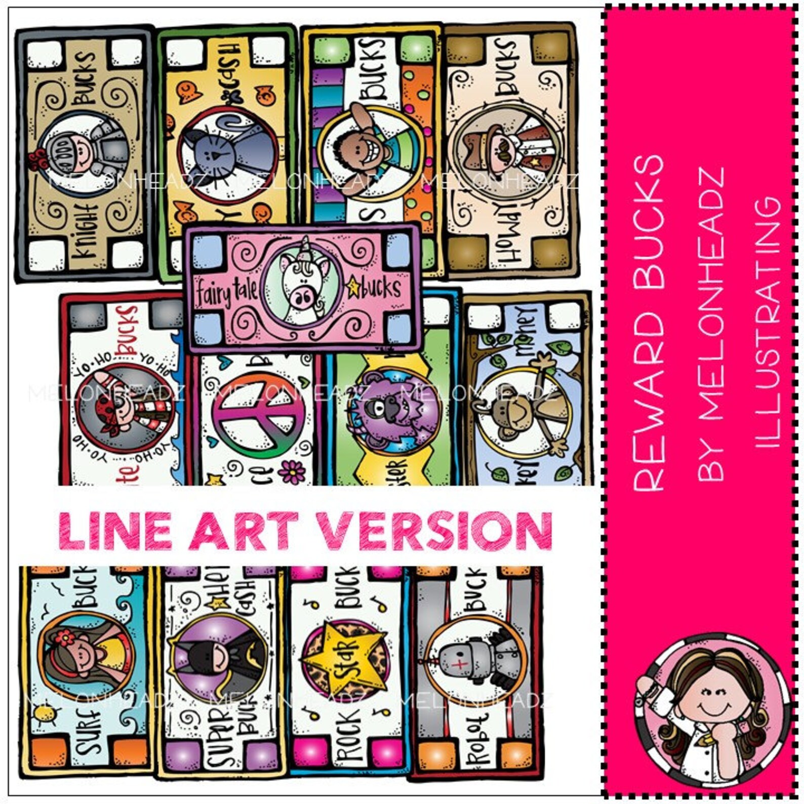 Reward Bucks Clip Art LINE ART | Etsy