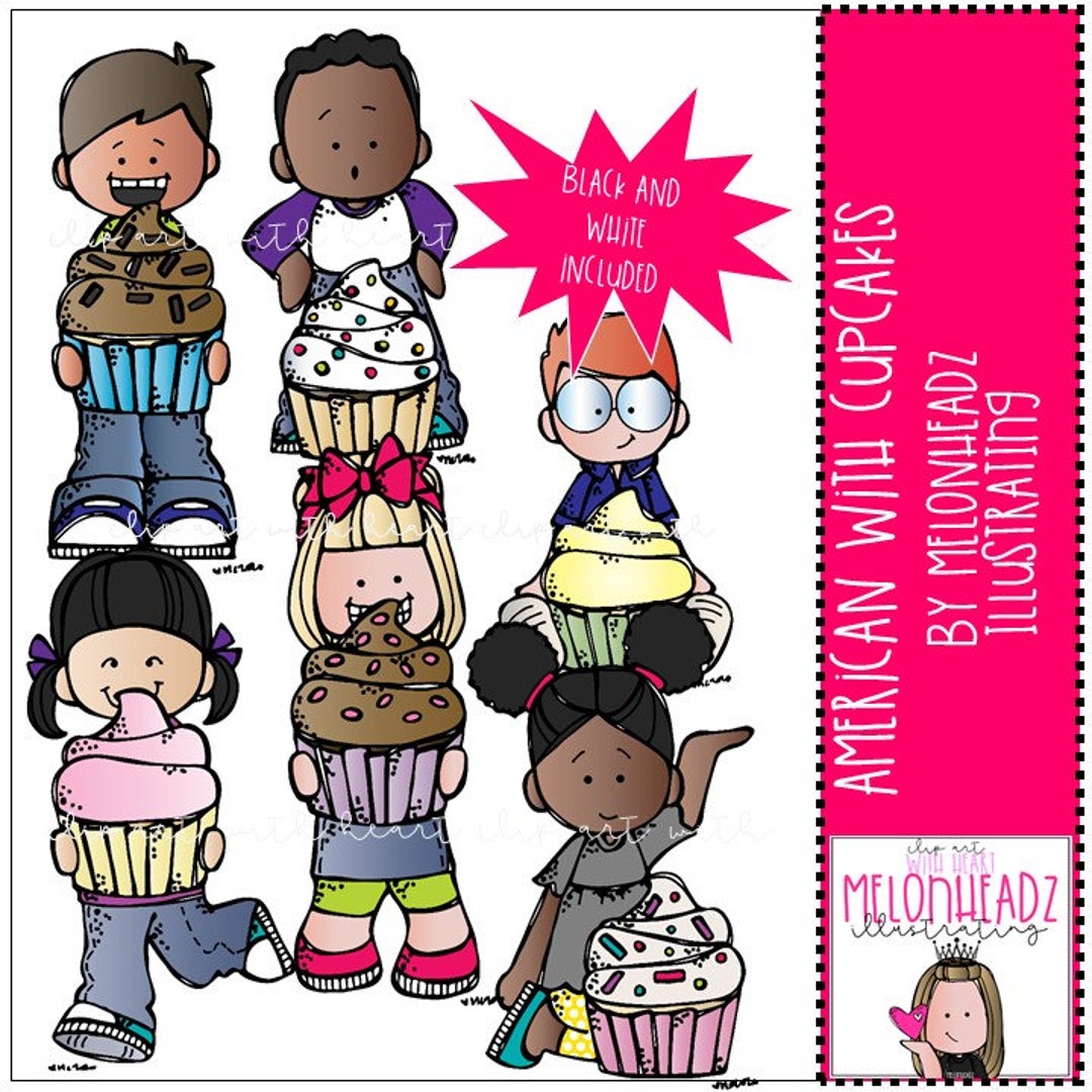 Kidlettes With Cupcakes Clip Art - Mini - Etsy