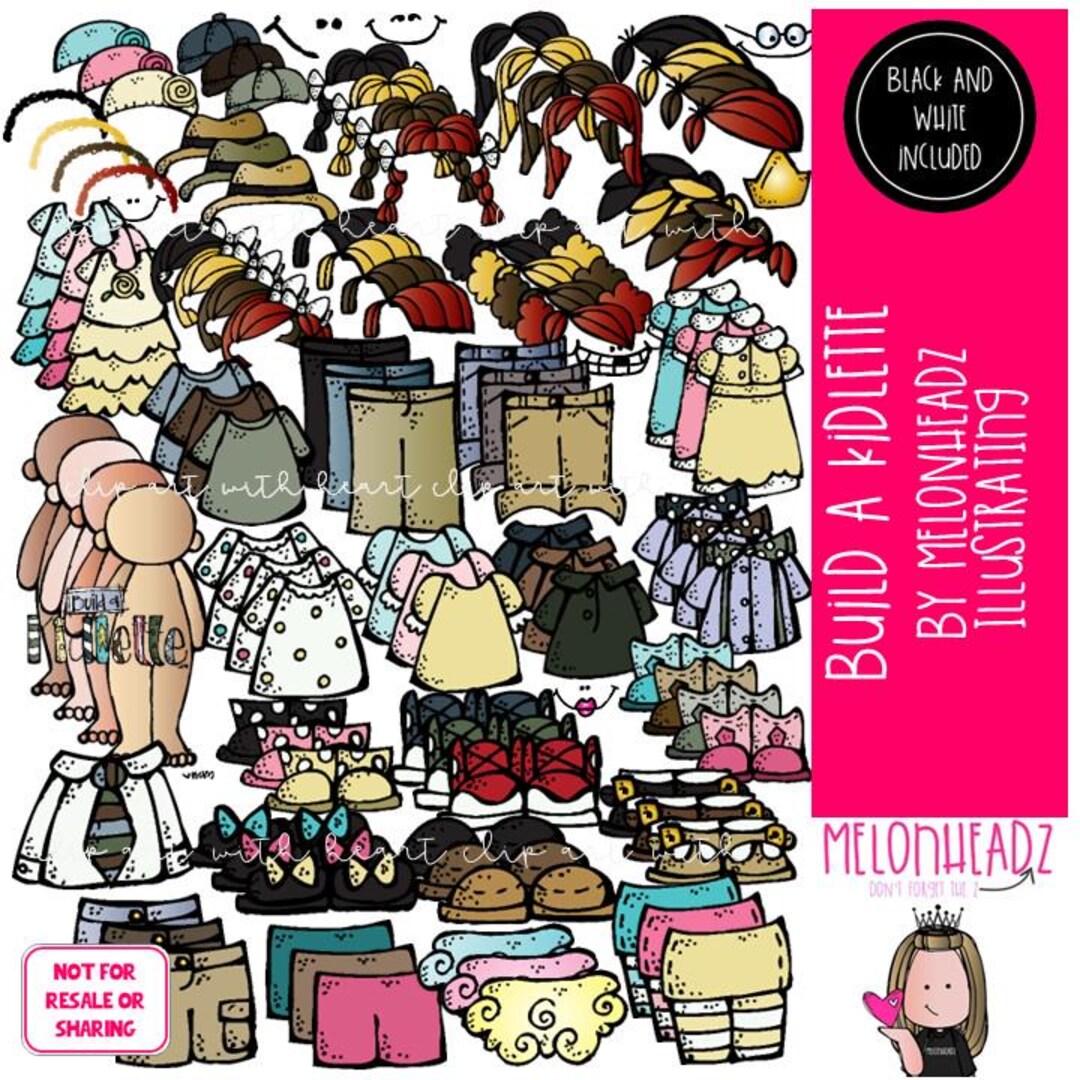 Build A Kidlette Clip Art, Digital Paper Doll, Body COMBO PACK - Etsy