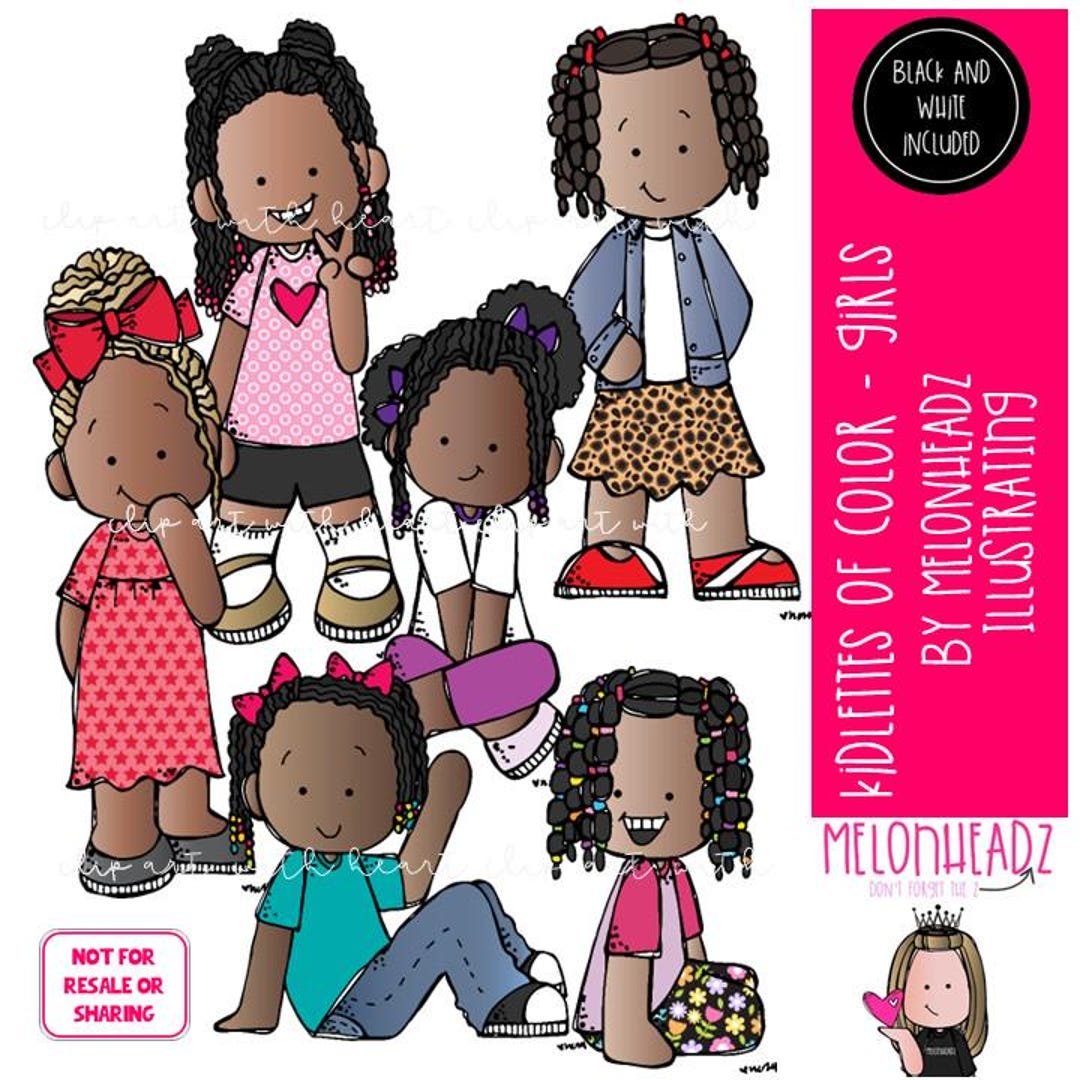 Kidlettes of Color Clip Art, Girls Clip Art Digi Stamps Mini - Etsy