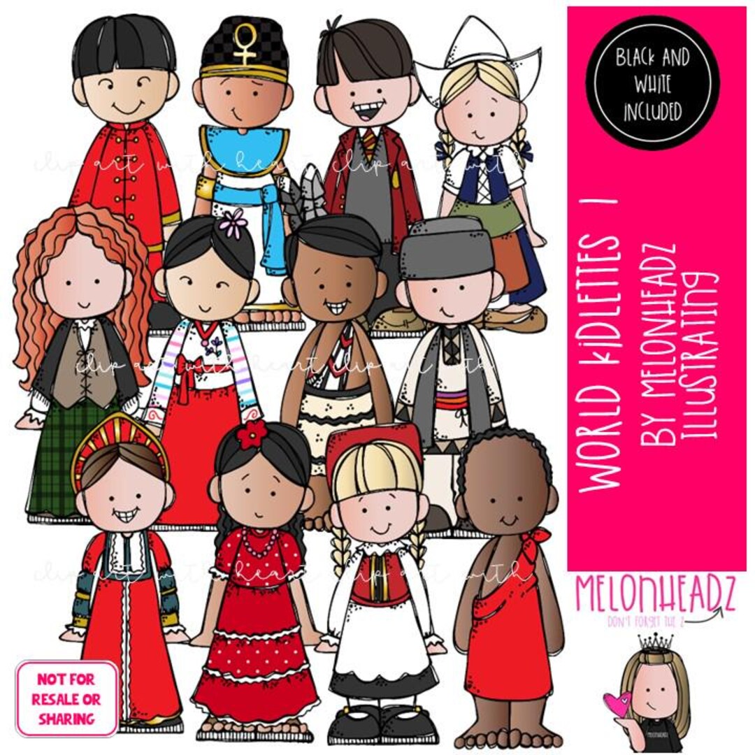 World Kidlettes Clip Art, Around the World Kids Clip Art, COMBO PACK - Etsy