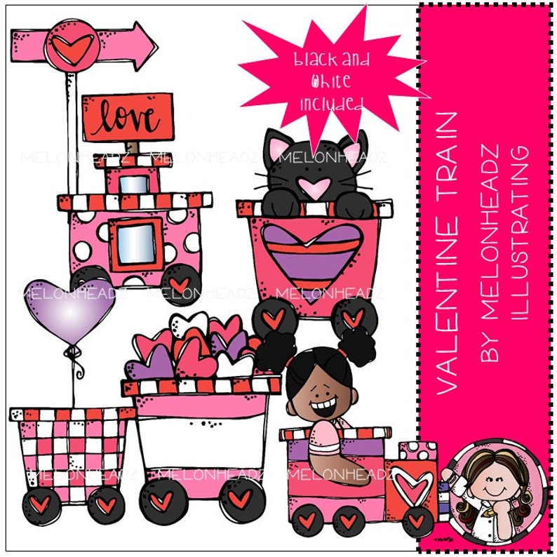 Valentine Train Clip Art Mini - Etsy