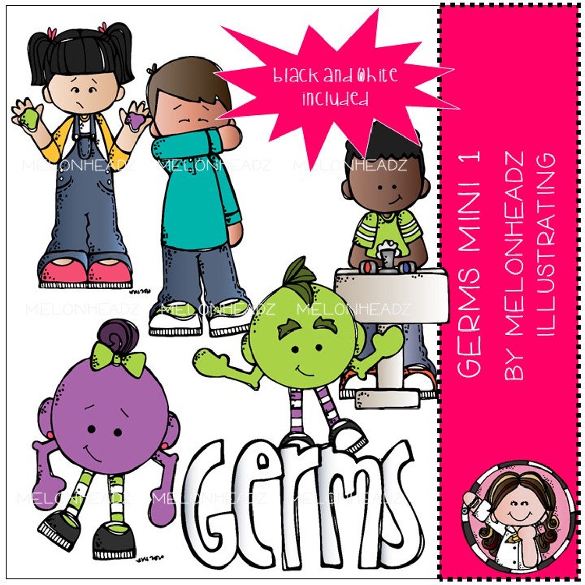 Germs clip art Set 1 Mini | Etsy