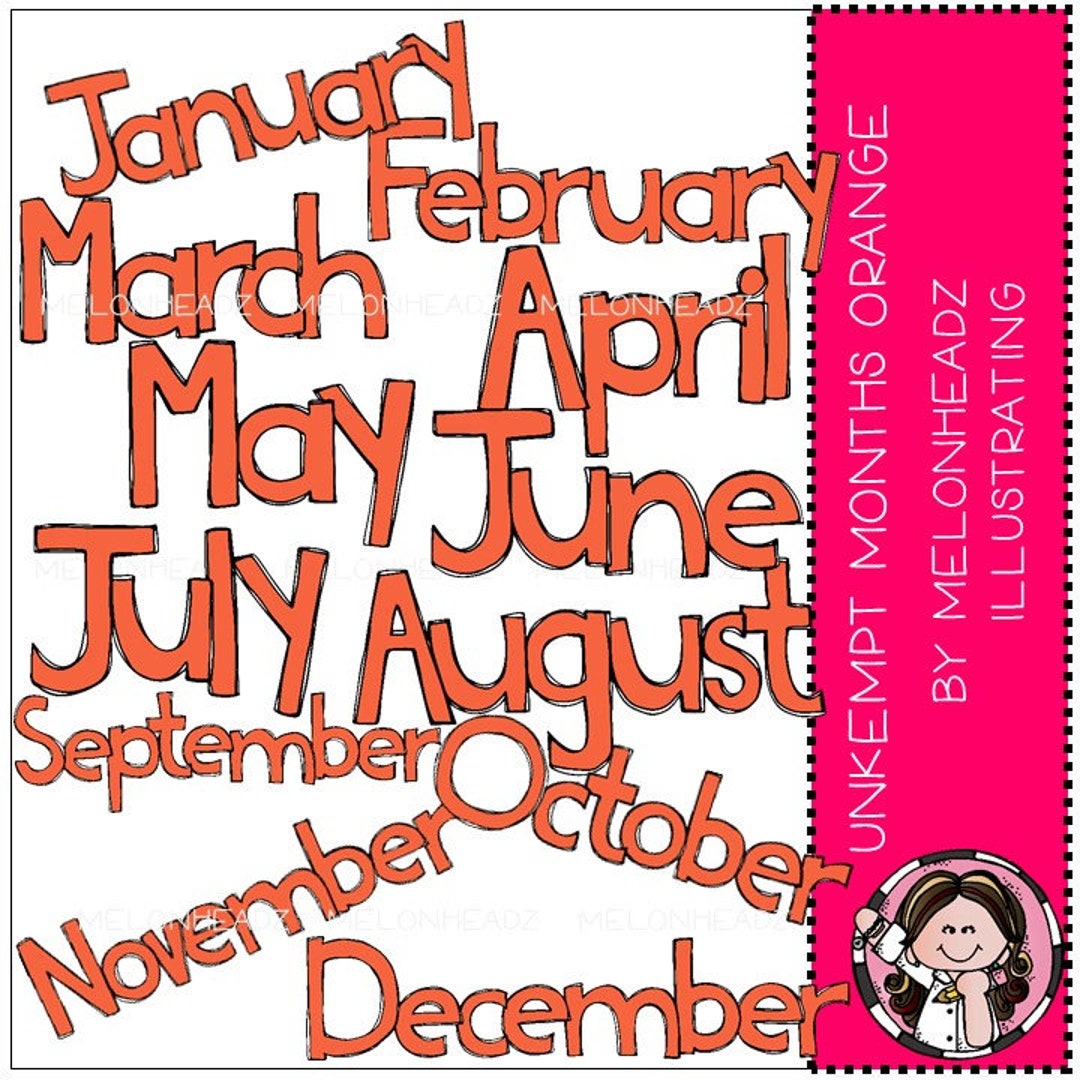 Unkempt Months of the Year Clip Art - ORANGE - Etsy