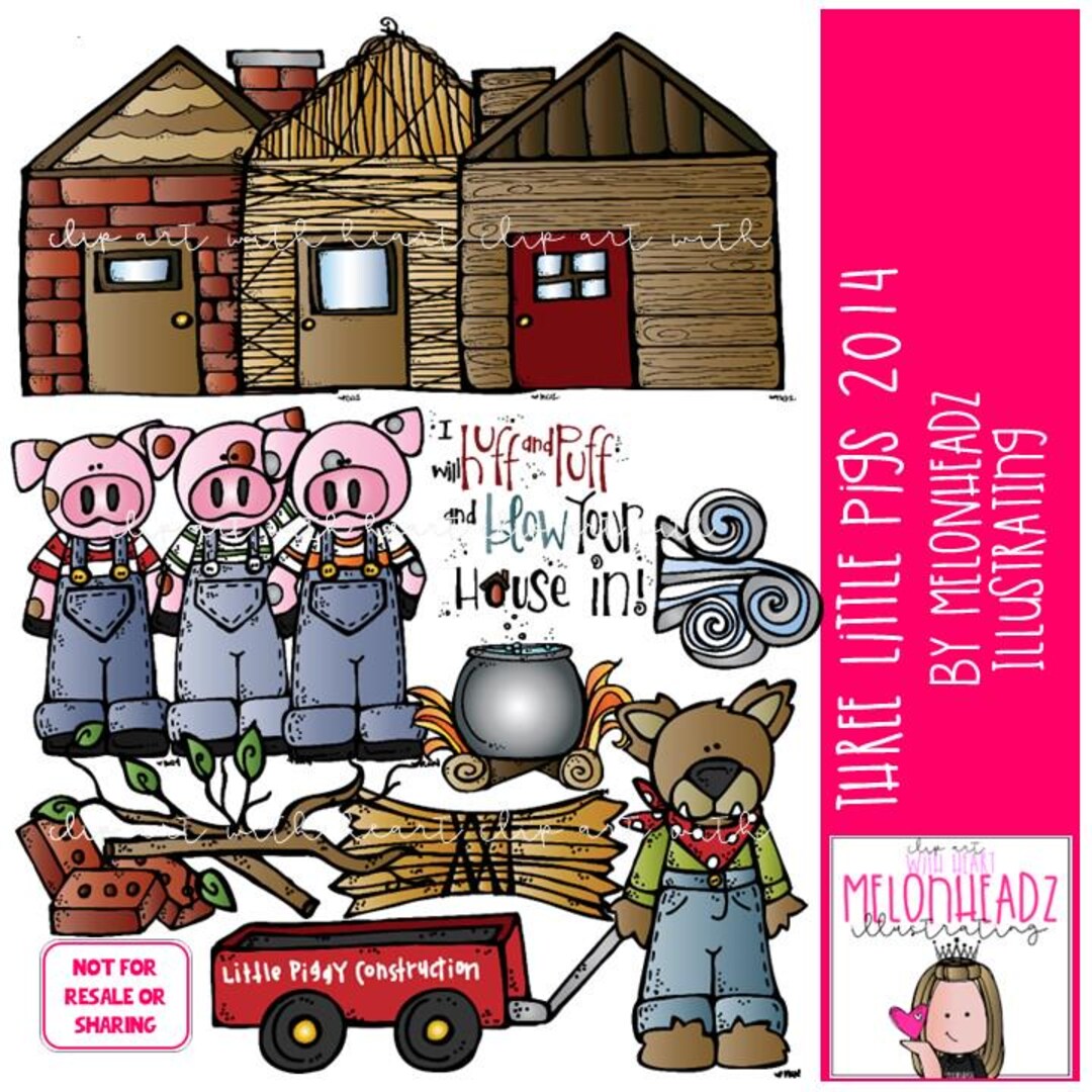 Three Little Pigs Clip Art, Literature Clip Art, Fairy Tale Clip Art ...