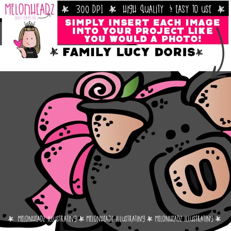Family Clip Art, Lucy Doris, Melonheadz Characters COMBO PACK - Etsy