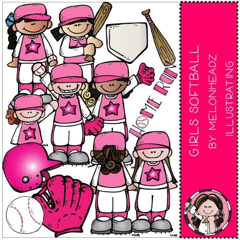 Girl's Softball Clip Art Combo Pack - Etsy