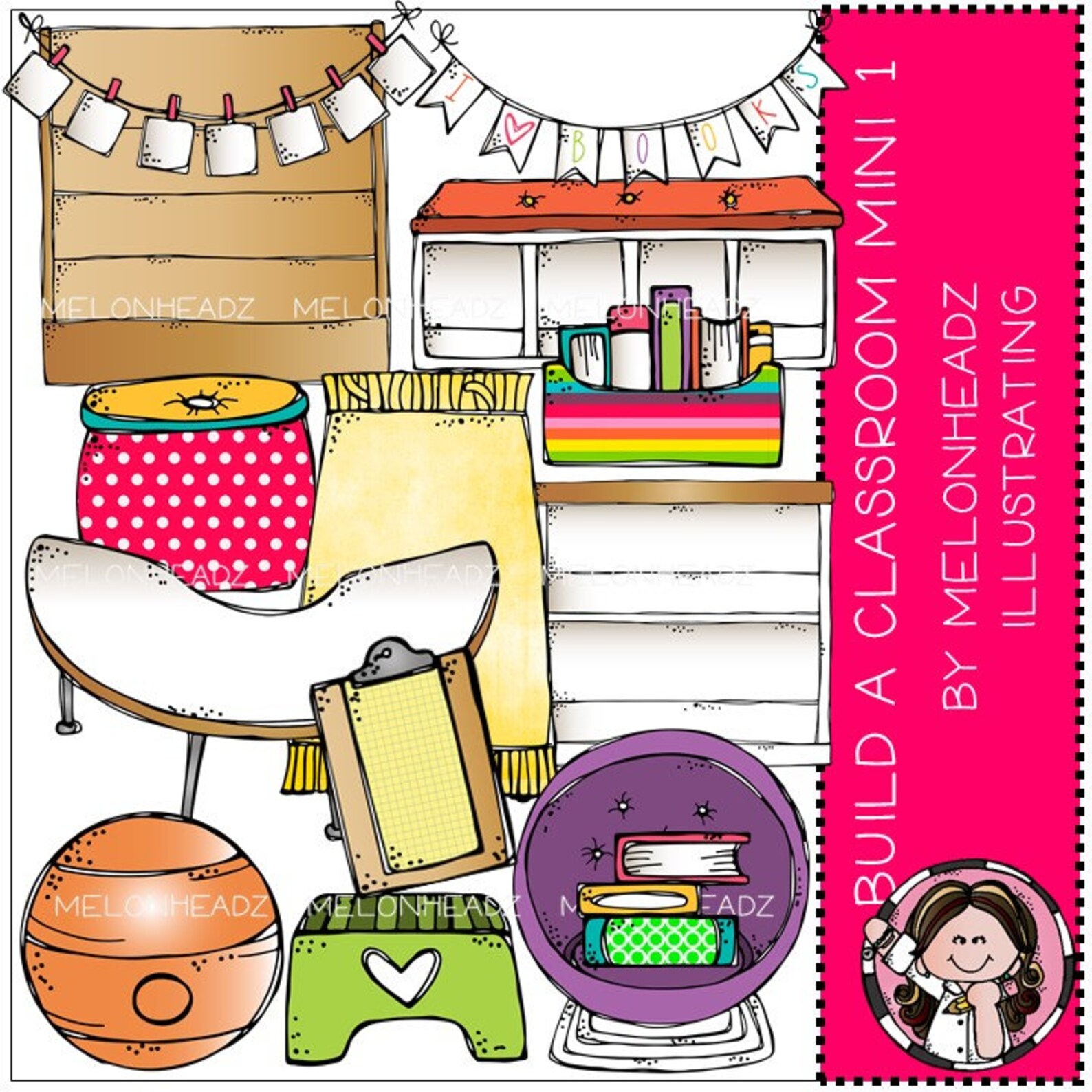 Build a Classroom Clip Art - Mini - BRIGHT - Etsy