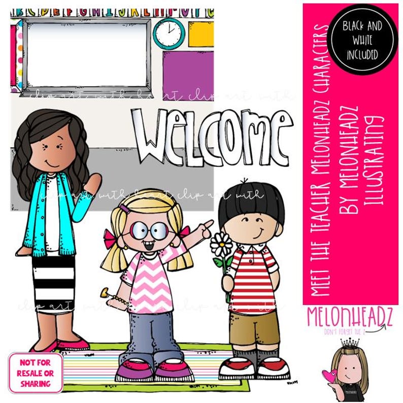 Meet the Teacher Clip Art, Melonheadz Characters, Background Mini - Etsy