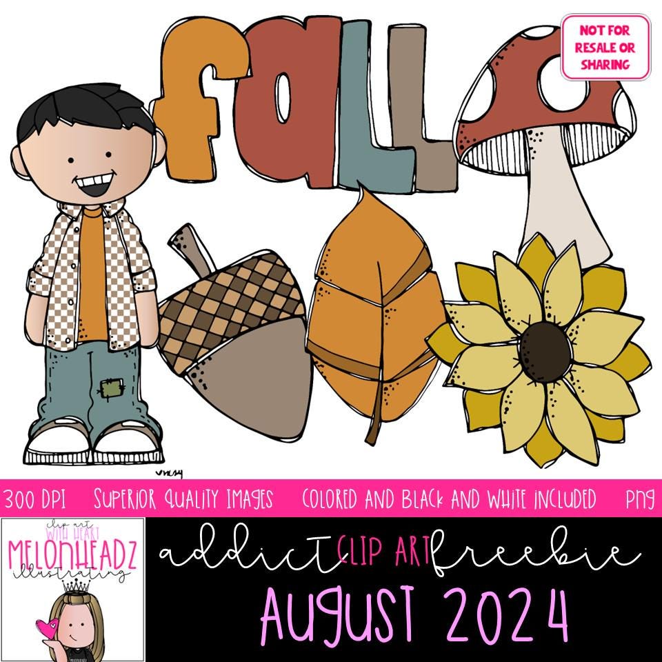 Melonheadz Addict Clip Art Digi Stamp August Set 2025 Mini - Etsy