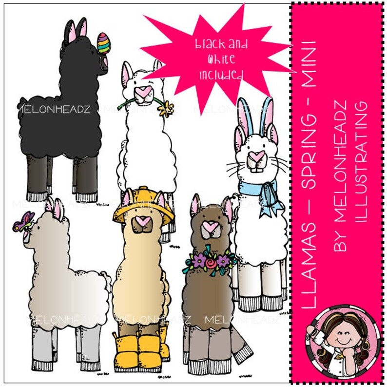 Llama Clip Art Spring Mini | Etsy