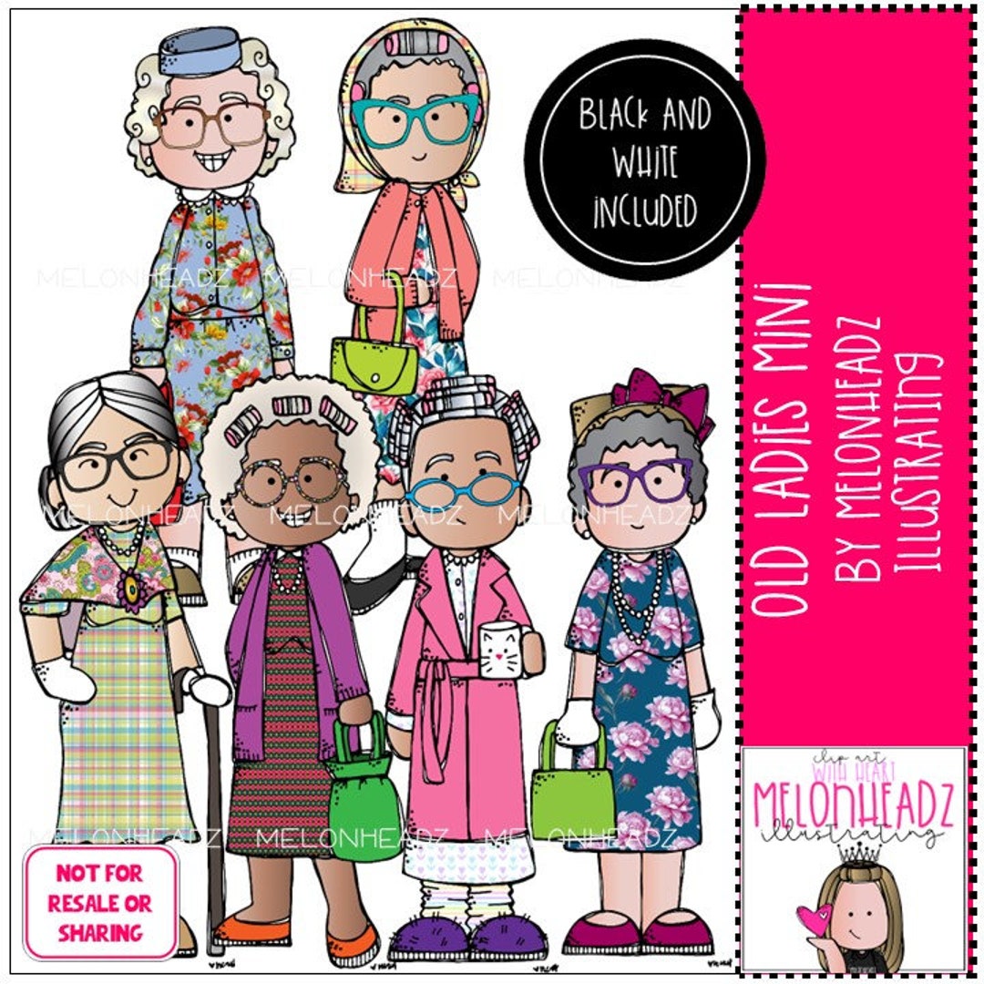 Old Ladies Clip Art Digi Stamps Mini by Melonheadz Clipart - Etsy