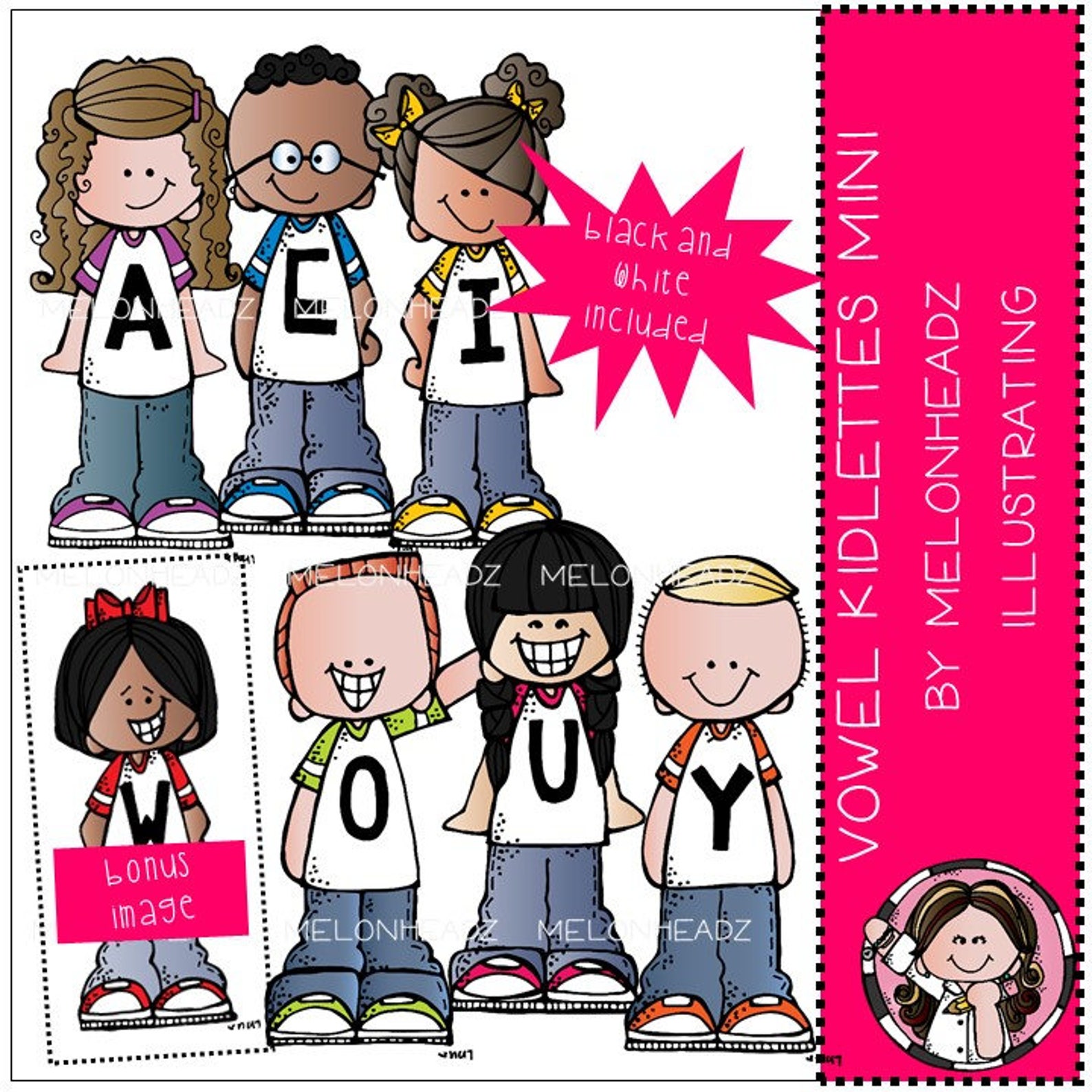 Vowel Kidlettes Clip Art - Mini - Etsy