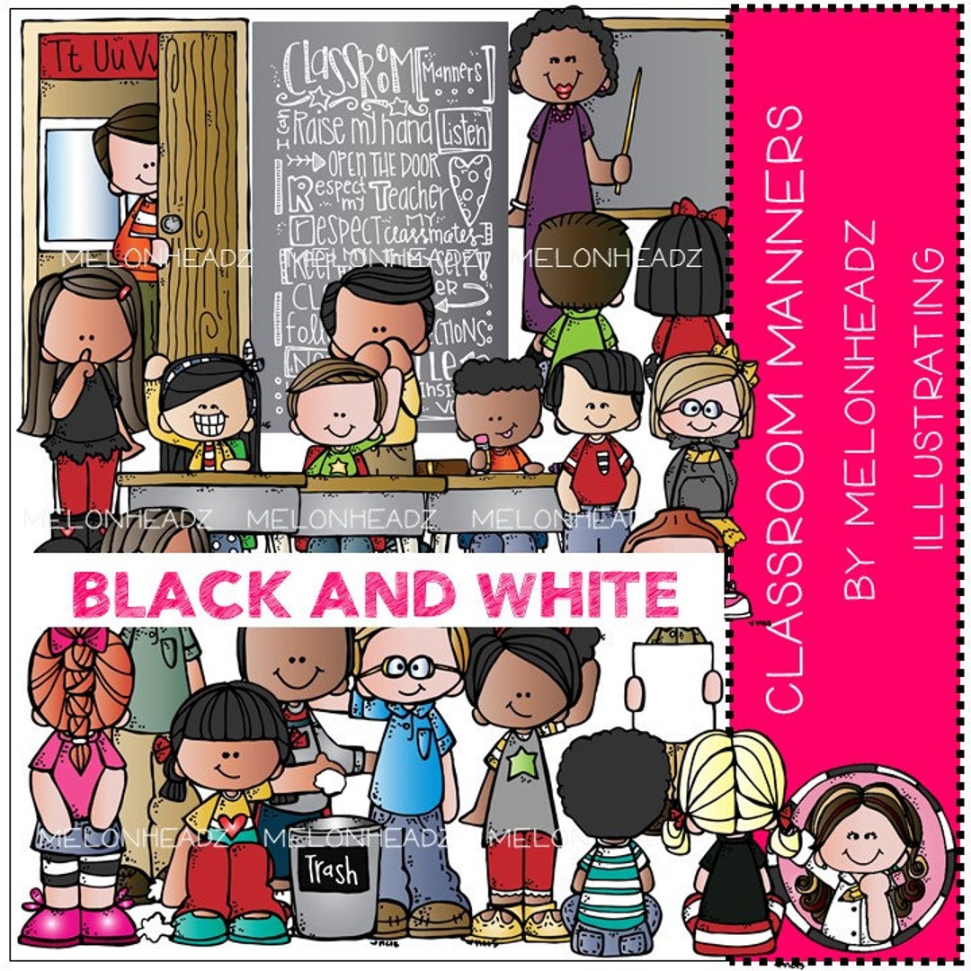 Classroom Manners Clip Art - BLACK AND WHITE - Etsy