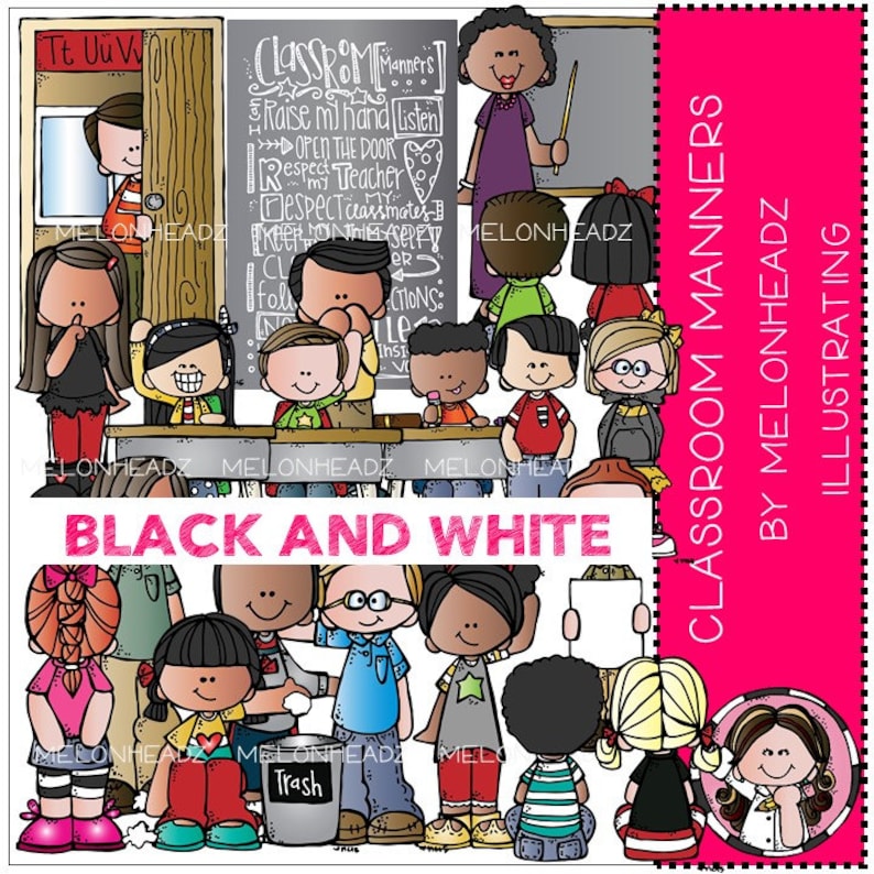 Classroom Manners Clip Art BLACK AND WHITE - Etsy
