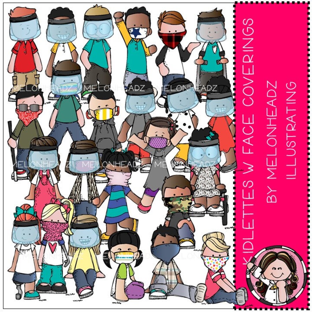 Kidlettes Clip Art - With Face Coverings - COMBO PACK - Etsy