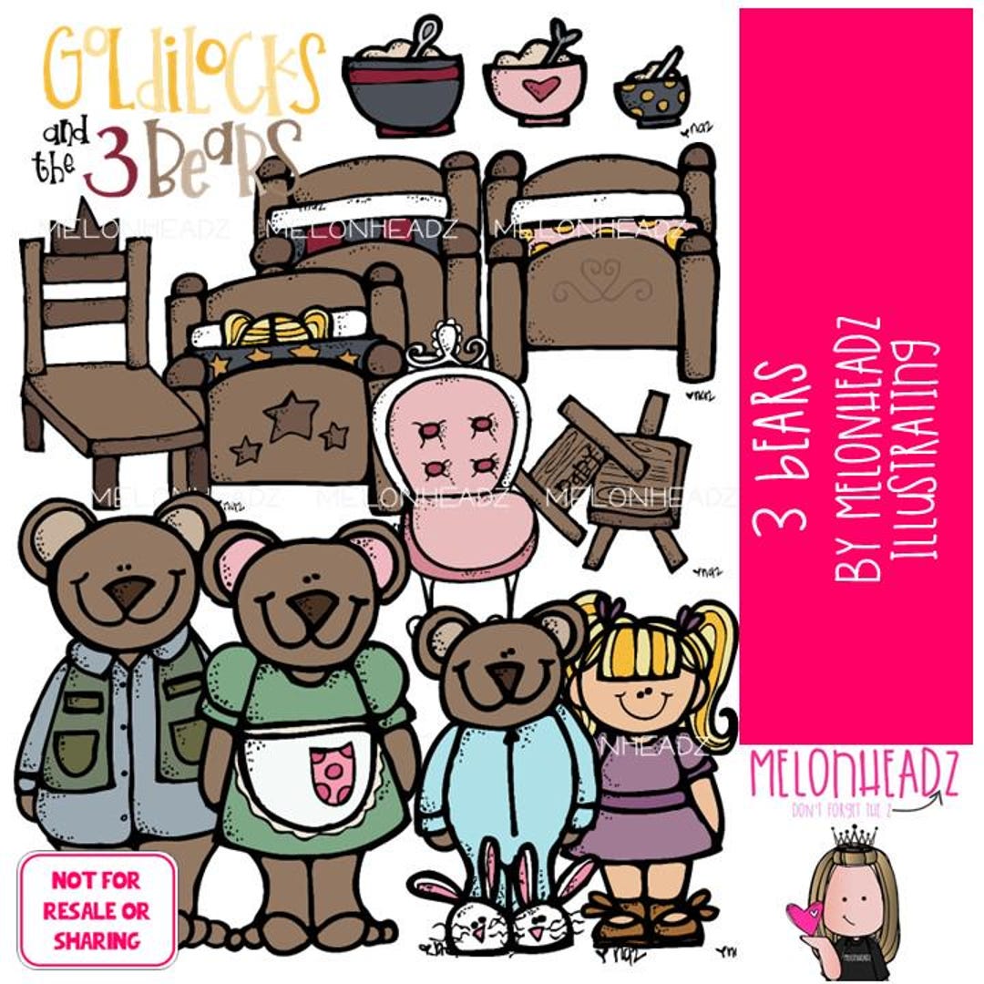 Three 3 Bears Clip Art, Goldilocks Clip Art, Literature Clip Art ...