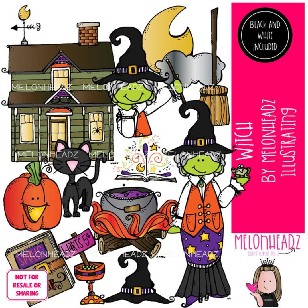 Witch Clip Art, Halloween, Haunted House COMBO PACK - Etsy
