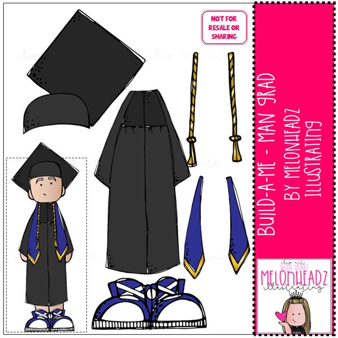 Build A Me Man Grad Clip Art Digi Stamp Build A Me/teacher Mini - Etsy
