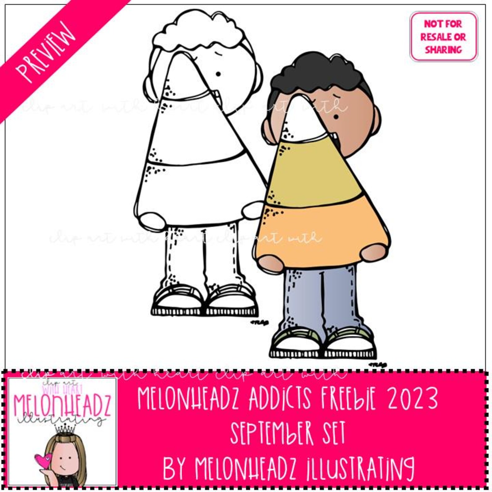 Melonheadz Addict Clip Art Digi Stamp September Set 2023 Mini - Etsy