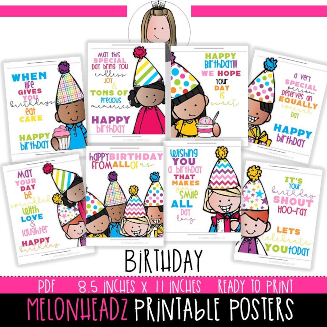 Birthday Printable Posters by Melonheadz - Etsy
