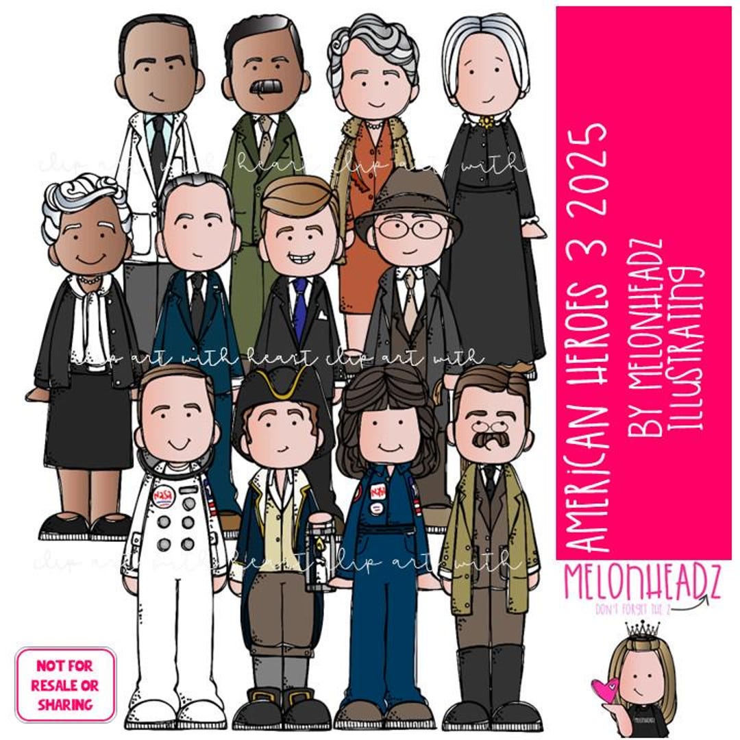 American Heroes Clip Art 3 2025, Historical Figures Clip Art COLORED ...