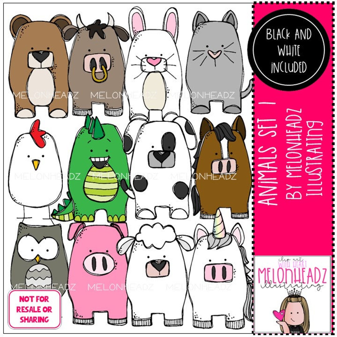 Animals Set 1 Clip Art Digi Stamps COMBO PACK - Etsy