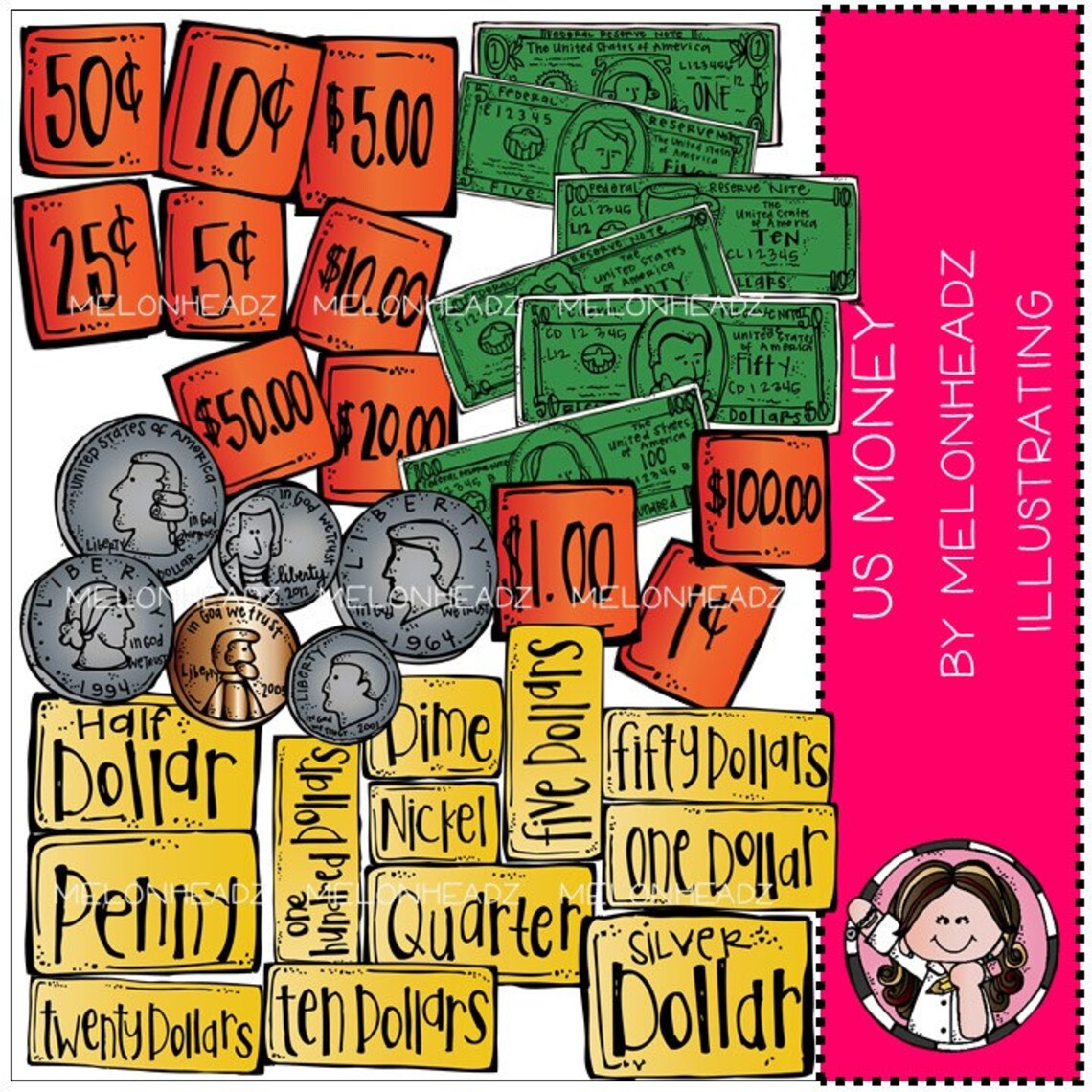 US Money Clip Art Combo Pack - Etsy