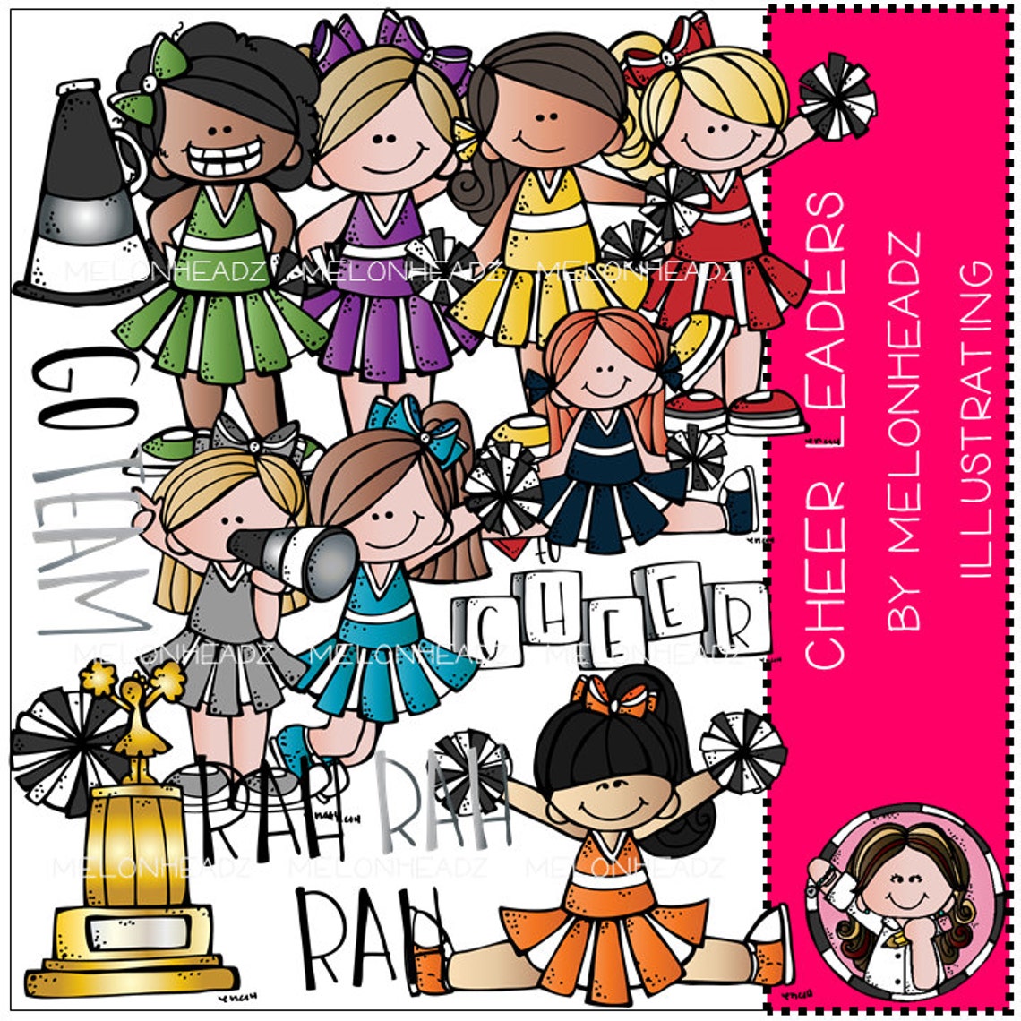 Cheerleader clip art COMBO PACK | Etsy