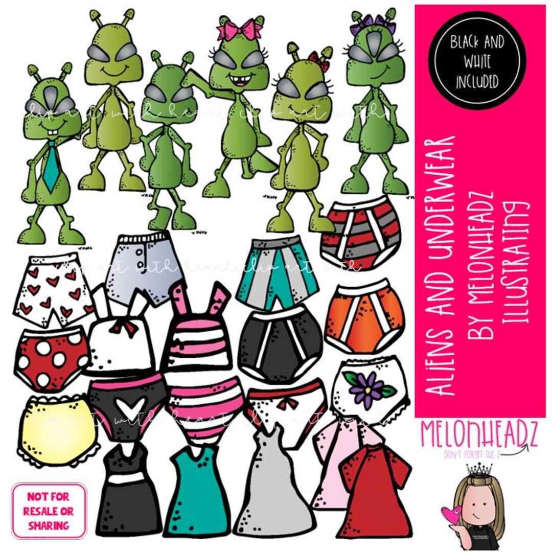 Aliens and Underwear Clip Art, Space Clip Art COMBO PACK - Etsy