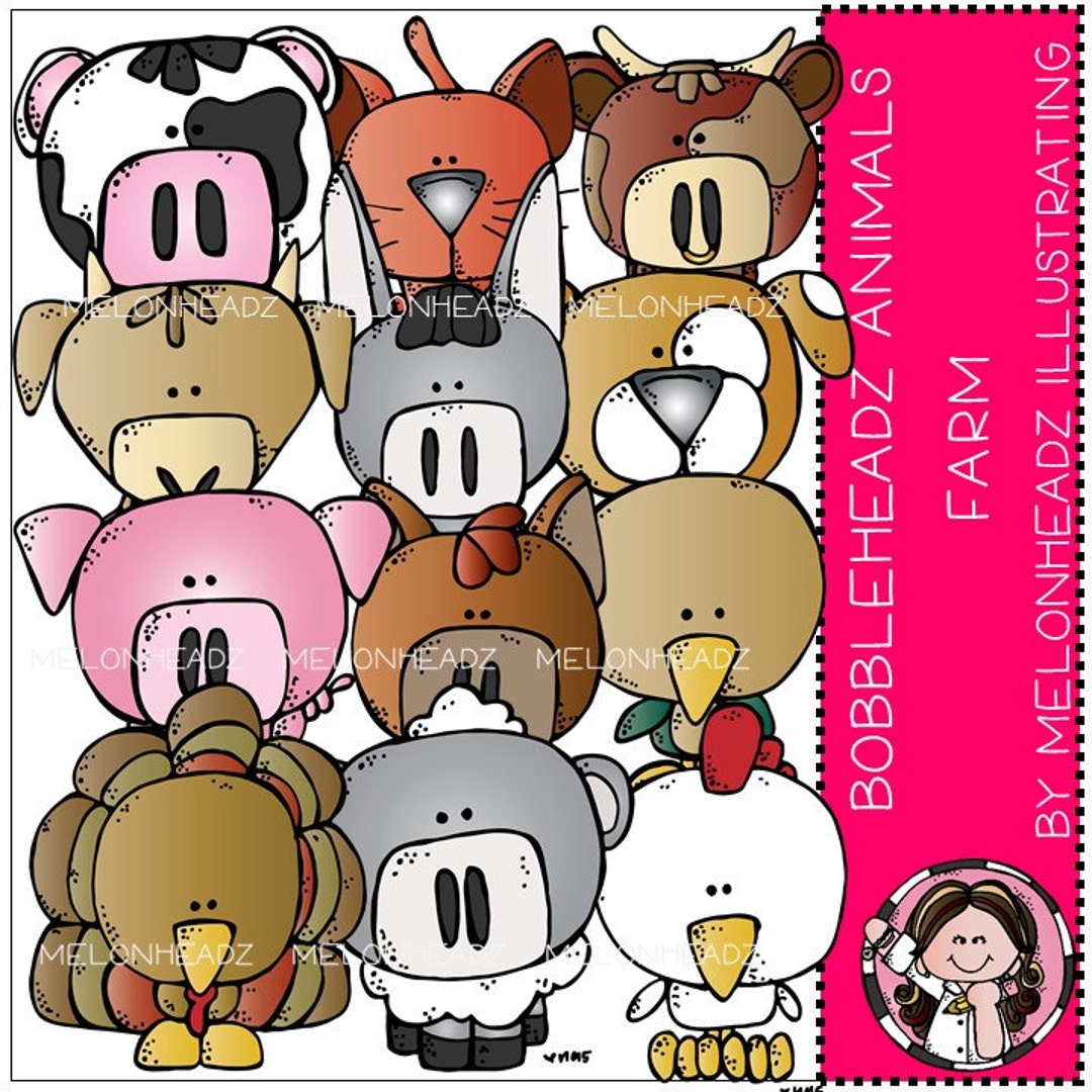 Farm Animals Clip Art - Bobbleheadz - Etsy
