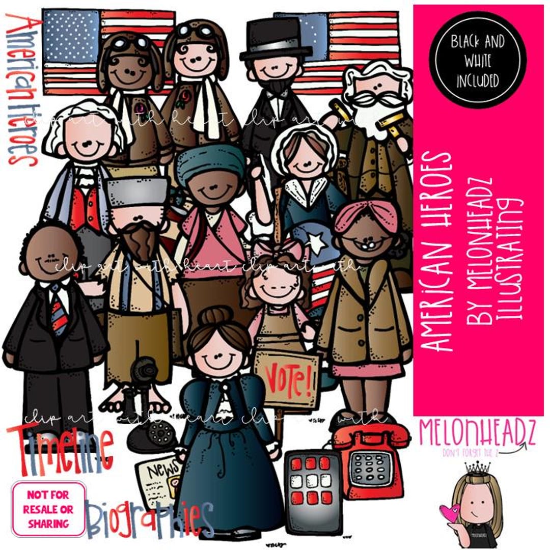American Heroes Clip Art 1, Historical Figures Clip Art COMBO PACK - Etsy