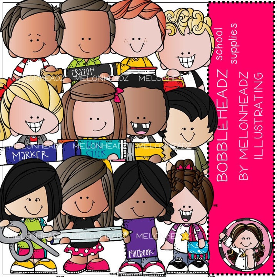 Bobbleheadz Clip Art - School Supplies - COMBO PACK - Etsy
