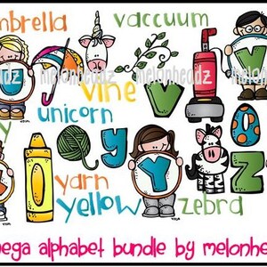 Mega Alphabet Clip Art - LINE ART - Etsy
