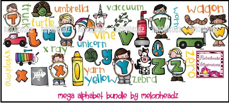 Mega Alphabet Clip Art - LINE ART - Etsy