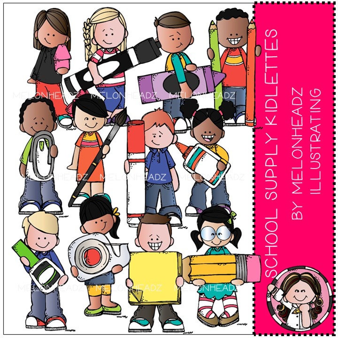 School Supply Kidlettes Clip Art - COMBO PACK - Etsy