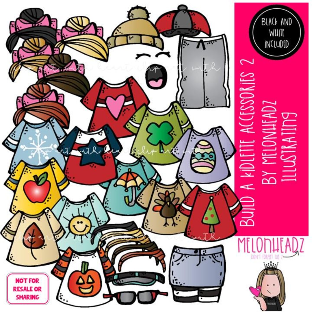 Build a Kidlette Accessories Clip Art 2, Kid, Clothing COMBO PACK - Etsy