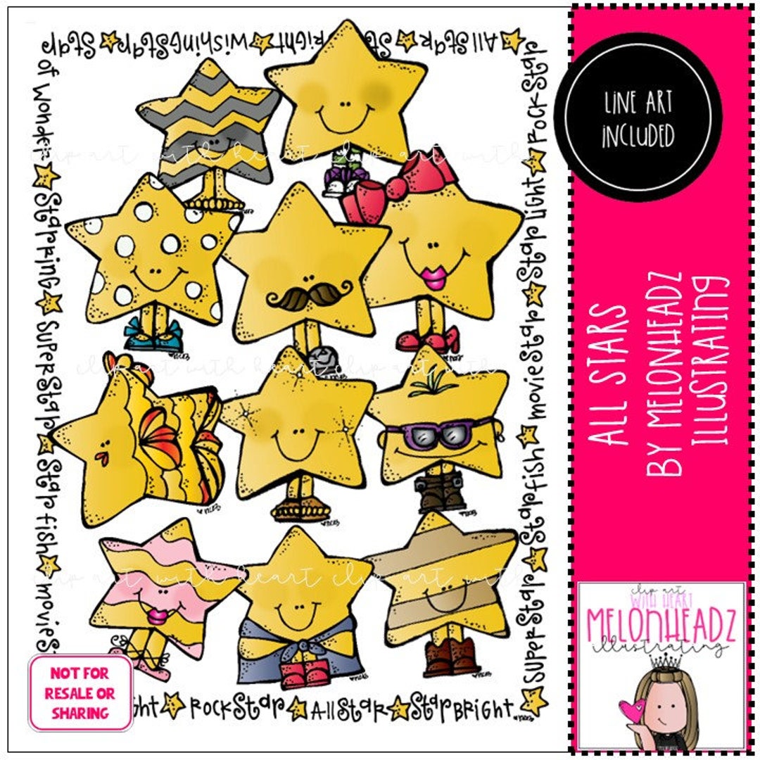 All Stars Clip Art Digi Stamps COMBO PACK - Etsy