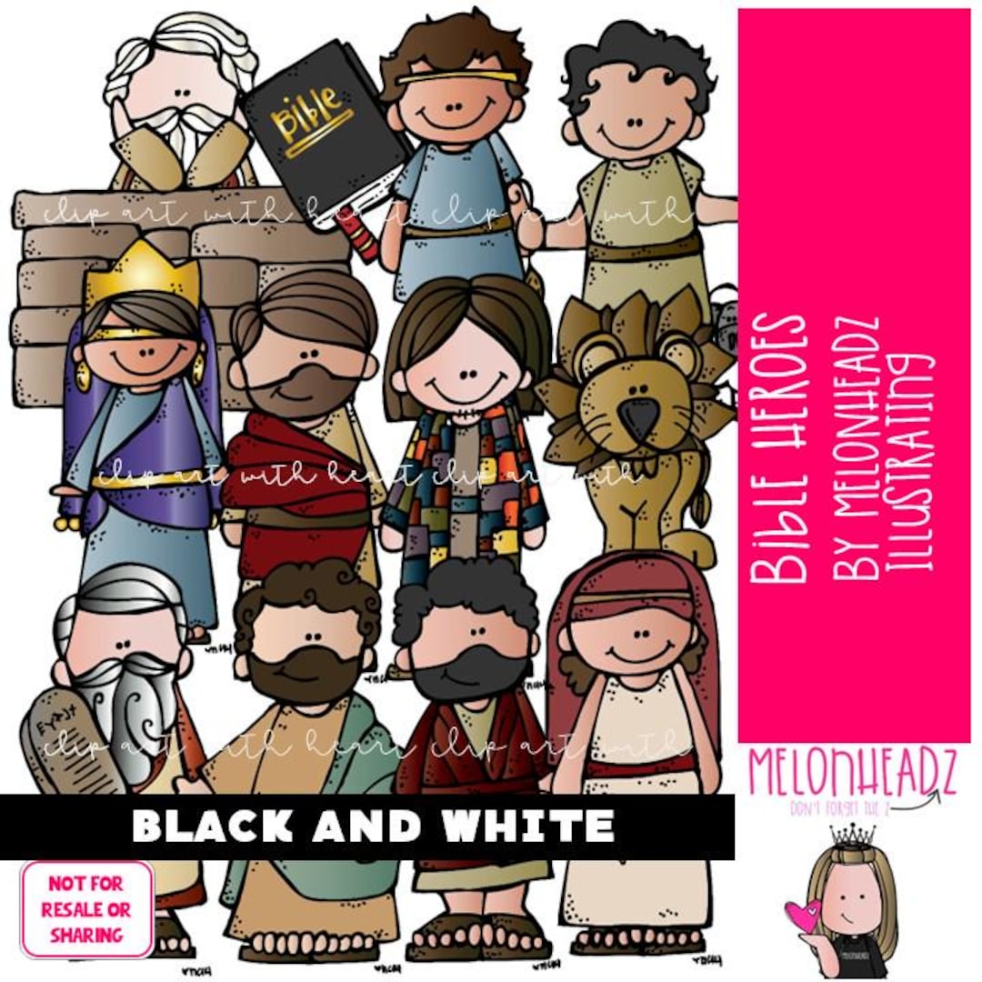 Bible Heroes Clip Art, Bible Story Clip Art BLACK AND WHITE - Etsy
