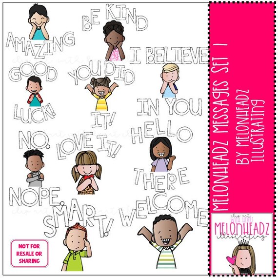 Melonheadz Messages Clip Art Set 1 COMBO PACK - Etsy