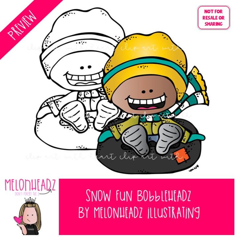 Snow Fun Clip Art, Bobbleheadz, Winter Combo Pack - Etsy