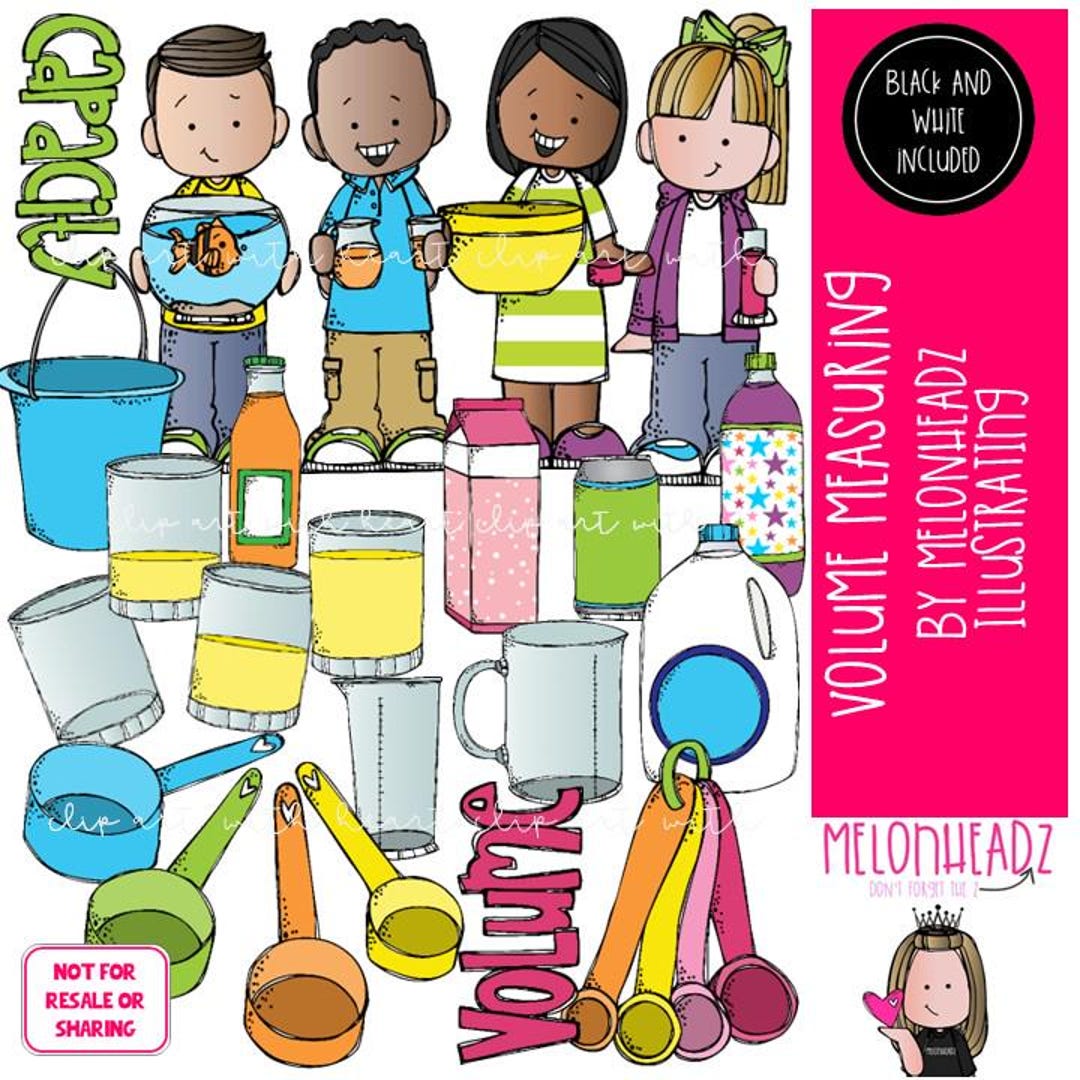 Volume Measuring Clip Art, Math Clip Art, Capacity Clip Art COMBO PACK ...